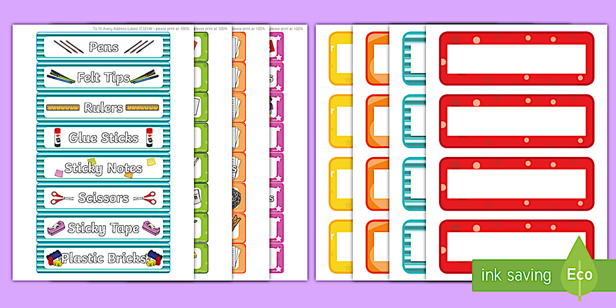 Editable Multicolour Peg, Drawer and Equipment Tray Labels