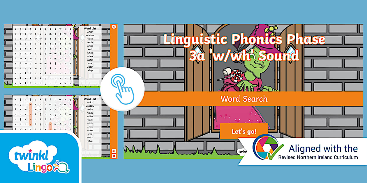 Linguistic Phonics Phase 3a 'w/wh' Sound Interactive Word Search