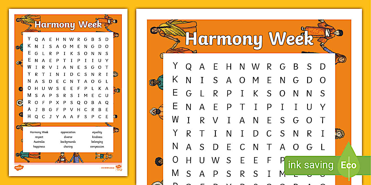 Year 5 Harmony Week Word Search - Twinkl