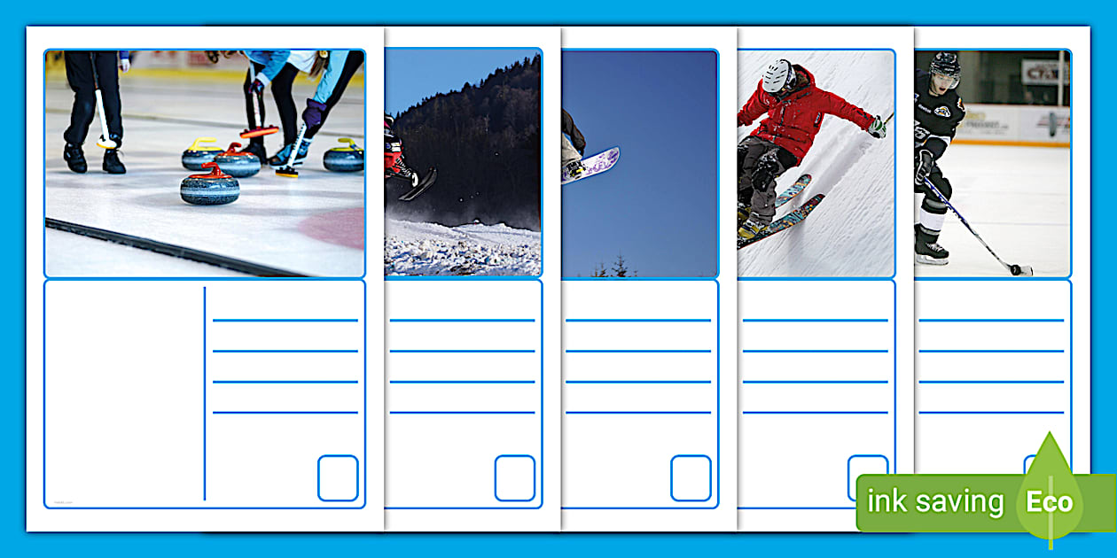 A Wonderful Collection Of Winter Sports Postcards | Twinkl