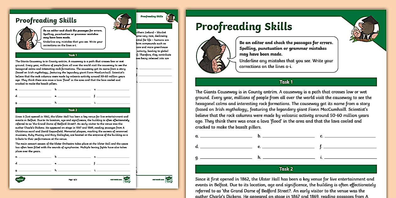 Proofreading Skills Activity Sheets (teacher made) - Twinkl