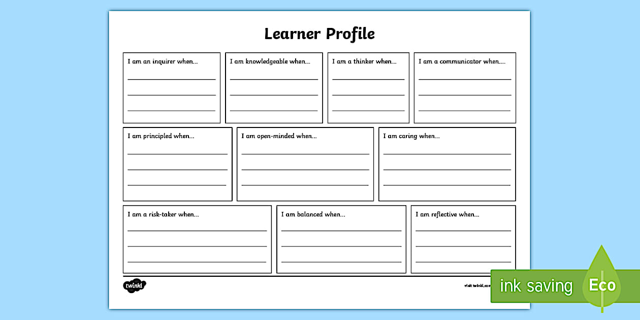 PYP Individual Learner Profile Worksheet - Twinkl