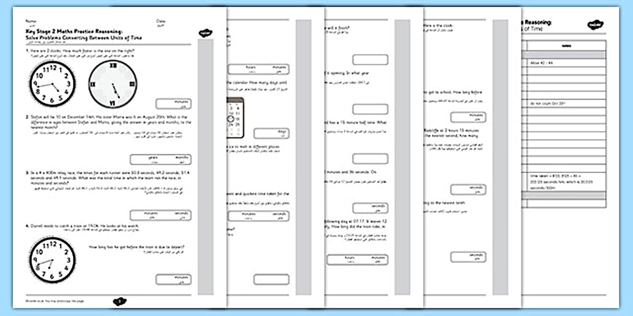 KS2 Reasoning Test Practice Solve Problems Converting Between Units of Time