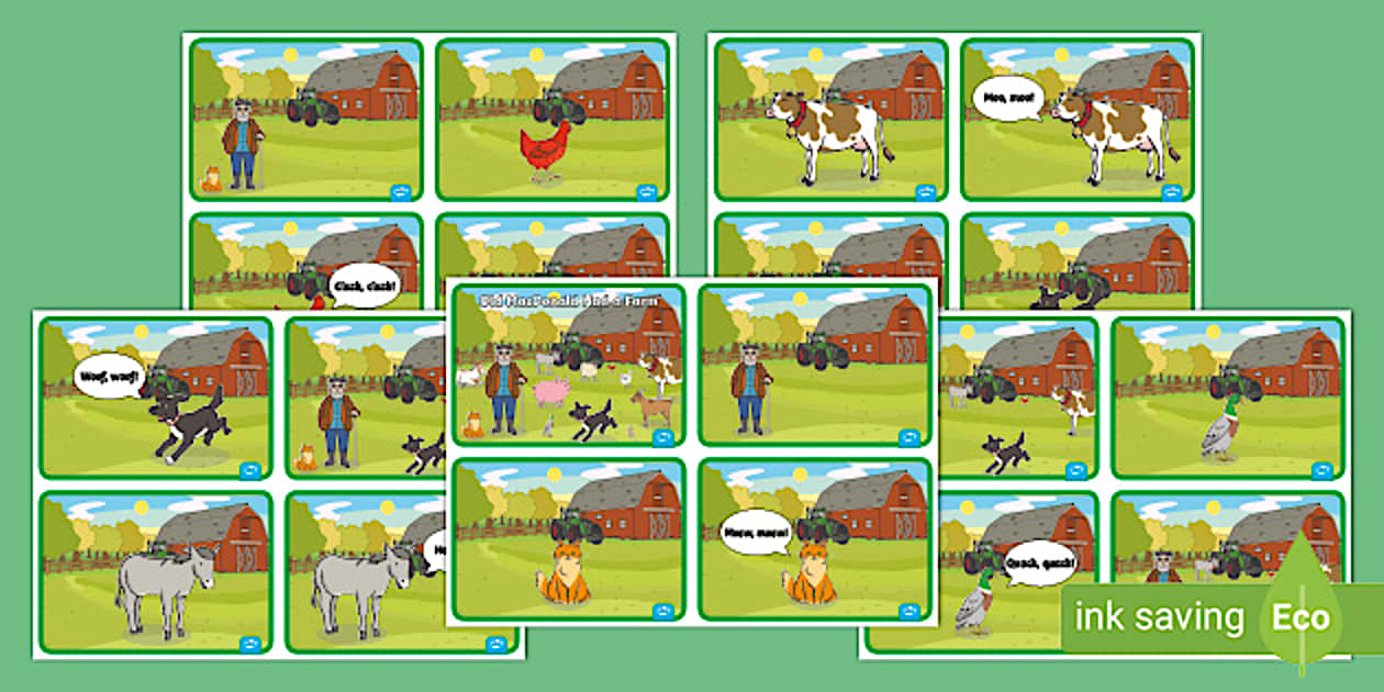 Old MacDonald Had a Farm Sequencing Cards - Twinkl