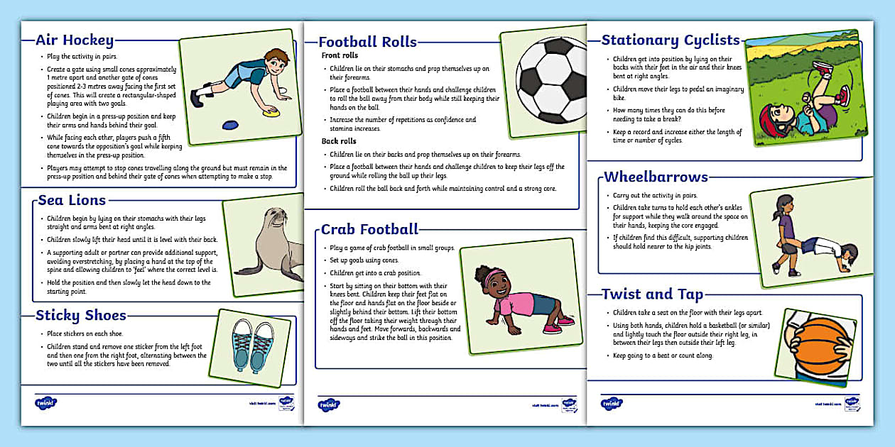 Core Strength Activities - KS1 - Physical Education - Twinkl
