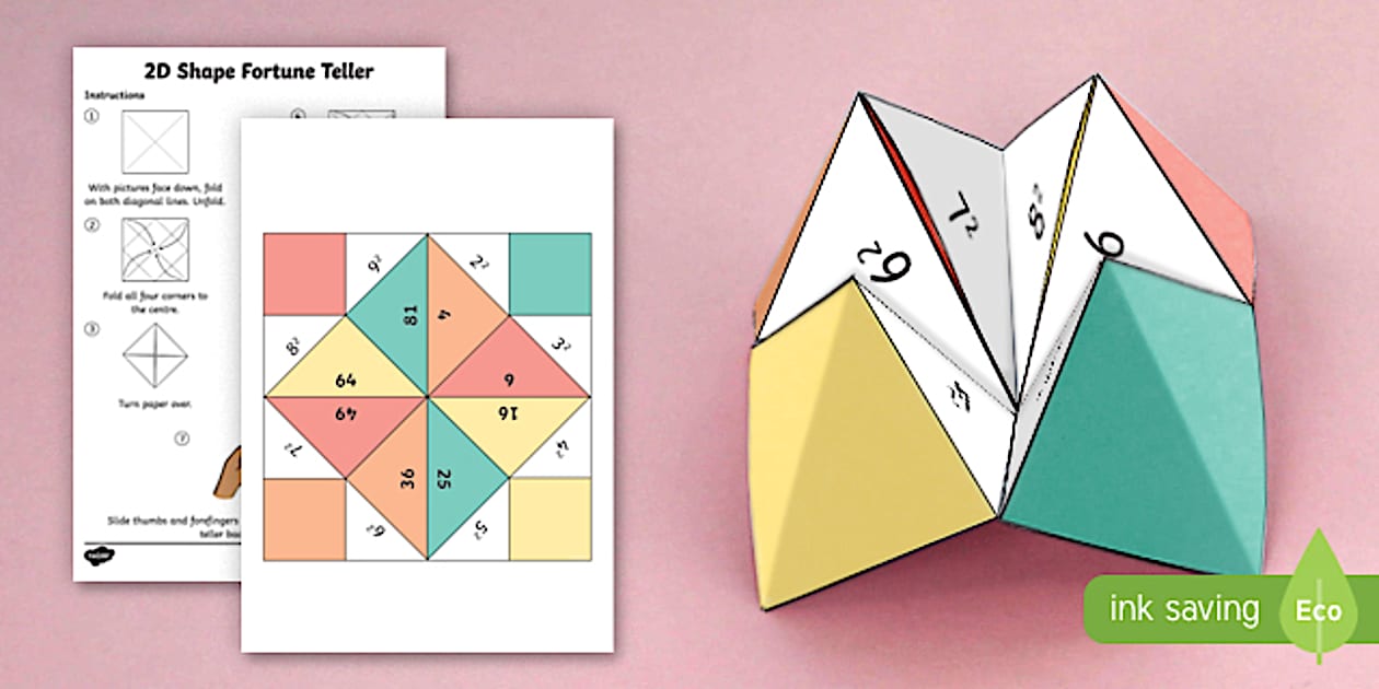 Black and White Squared Numbers Fortune Teller - Twinkl