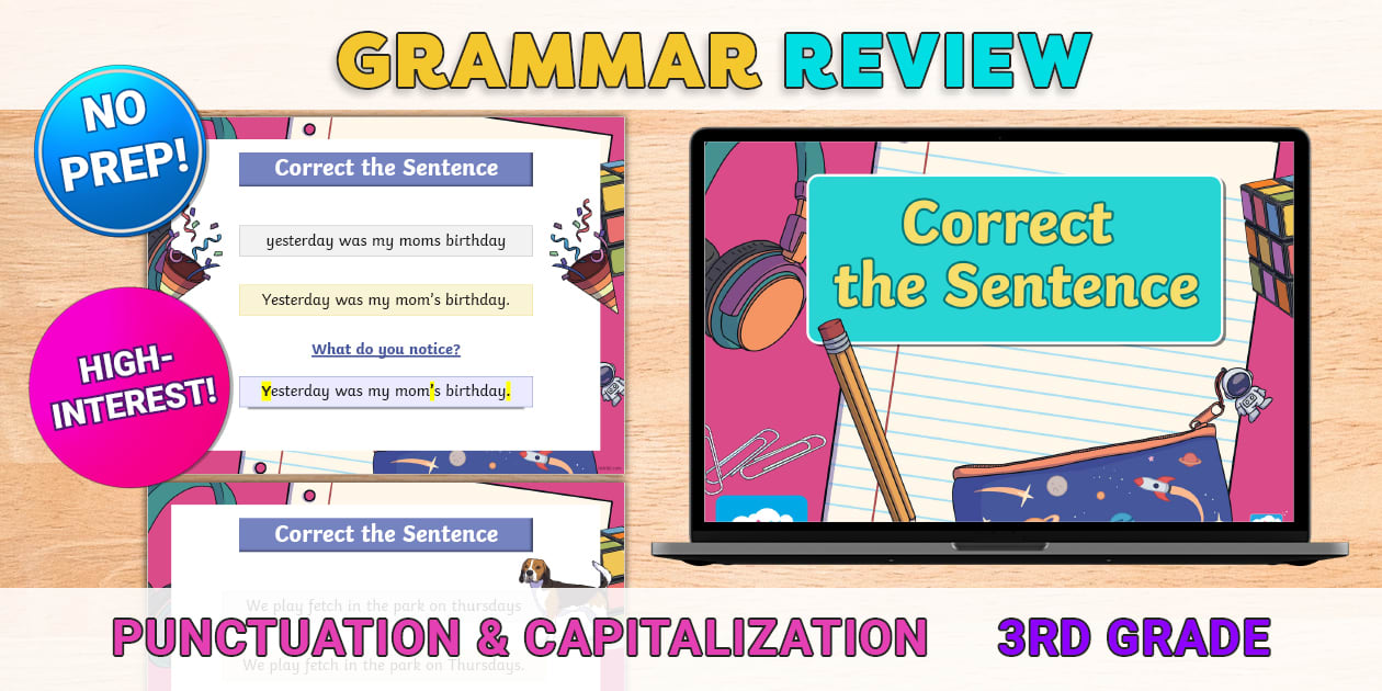 Third Grade Correct the Sentence PPT & Google Slides