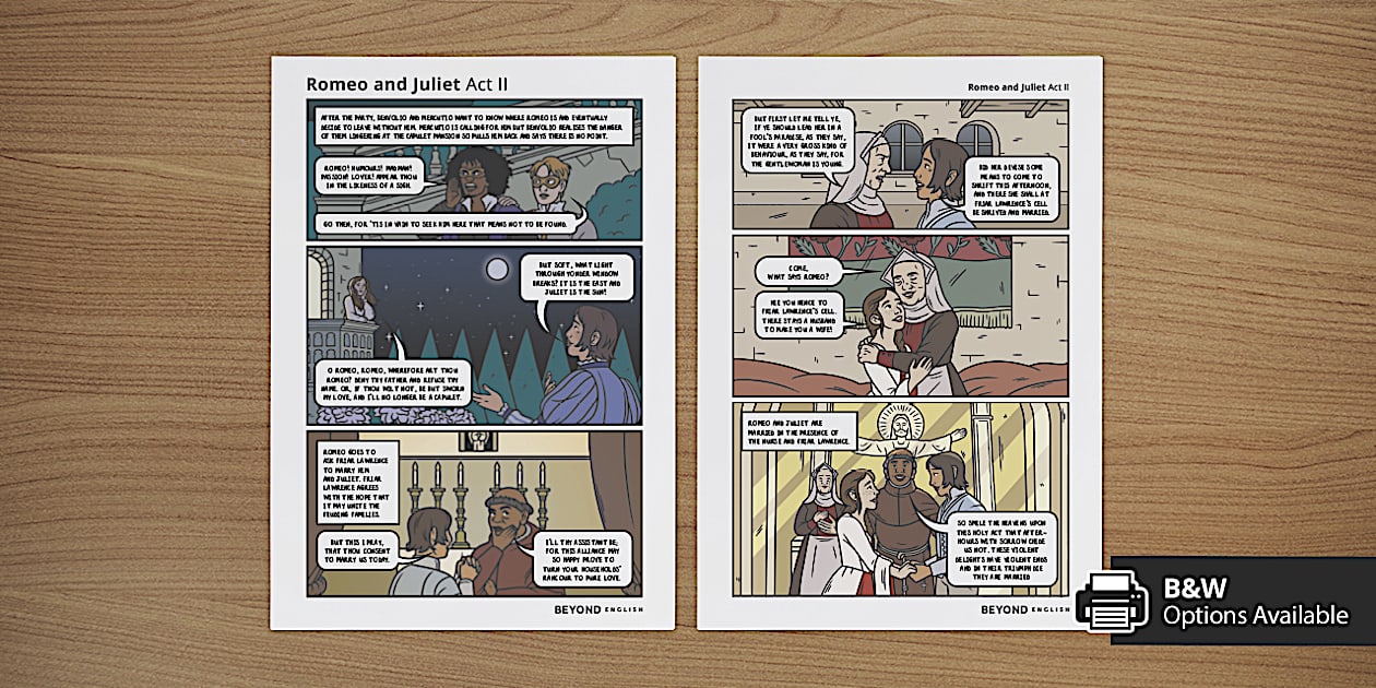 Romeo and Juliet Act II Comic Strip | English | Beyond