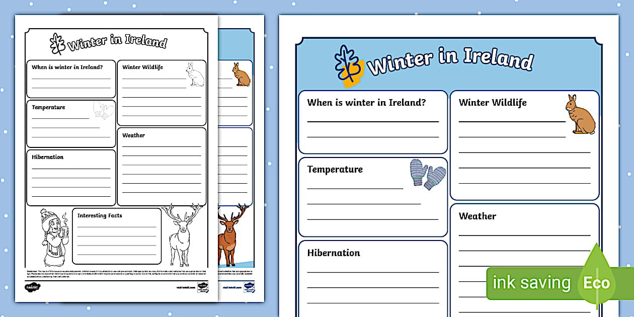 Winter in Ireland Fact File Template (Teacher-Made) - Twinkl