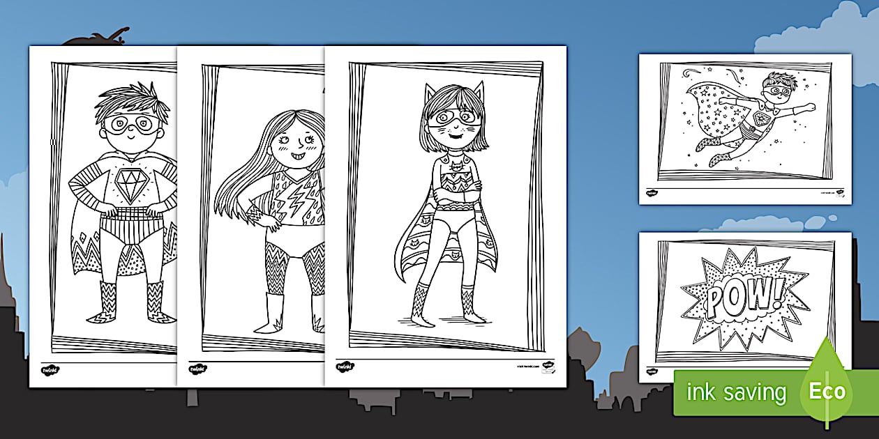 Superheroes Mindfulness Coloring Worksheet