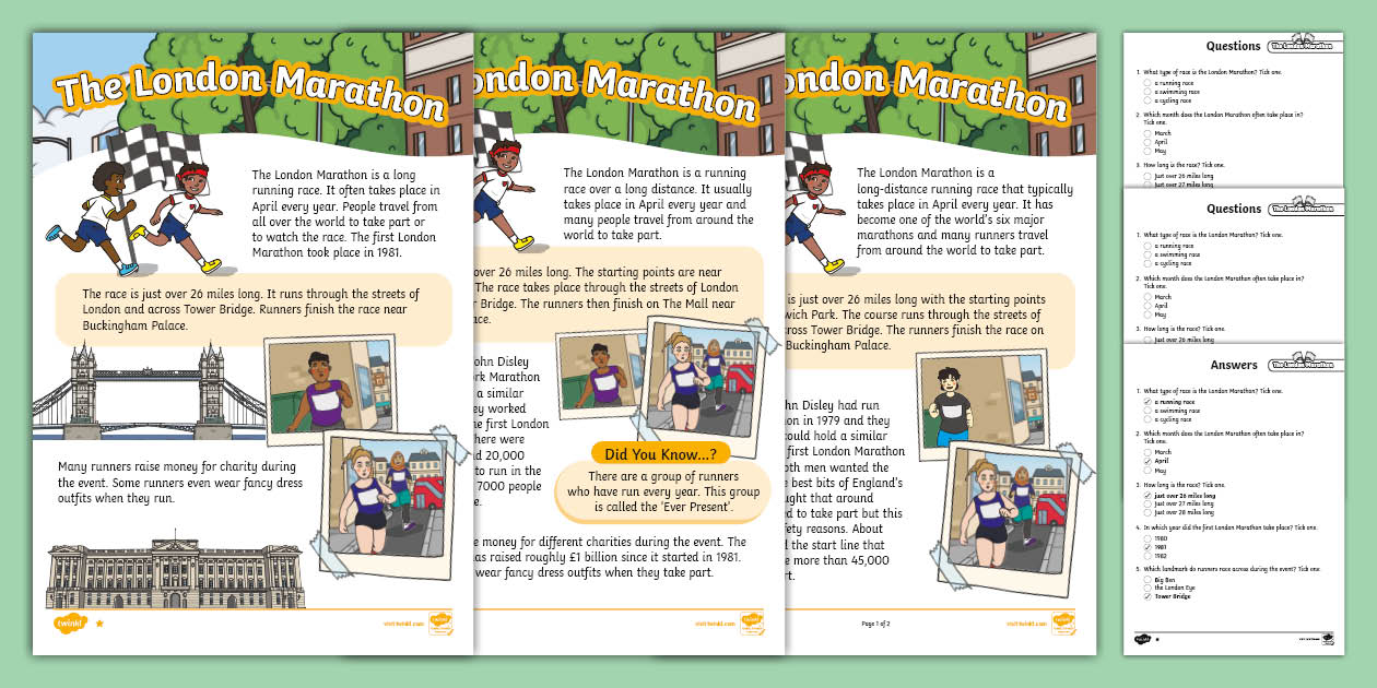 London Marathon Differentiated Reading Comprehension