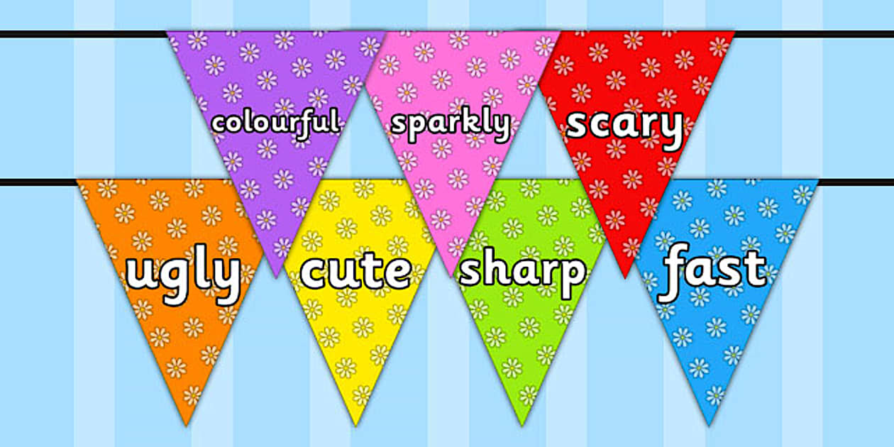 Wow Words on Bunting (Flowers1) (teacher made) - Twinkl