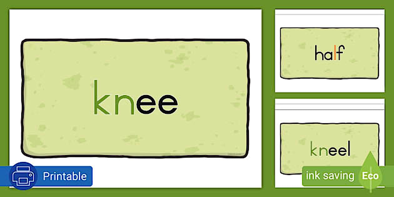 Grade 3 Phonics: Silent k and l: Word Wall Cards