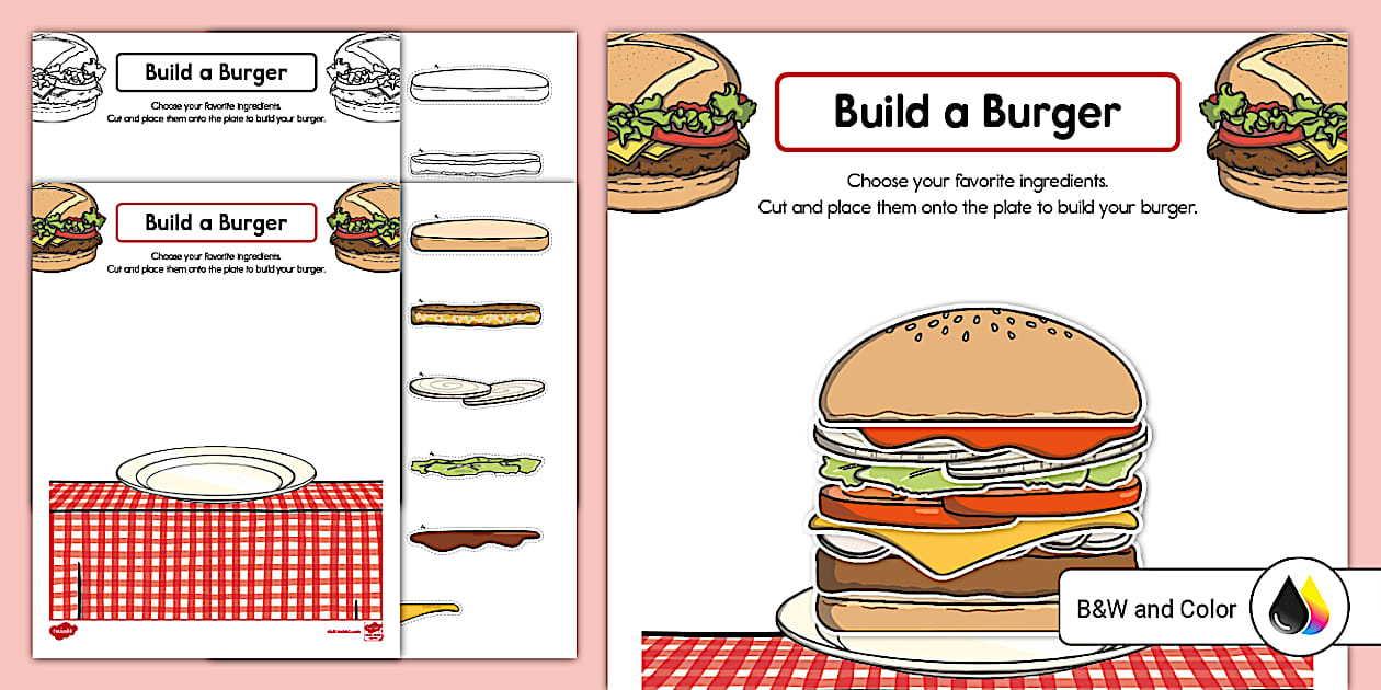 Build a Burger Cut and Paste Worksheet (Teacher-Made)