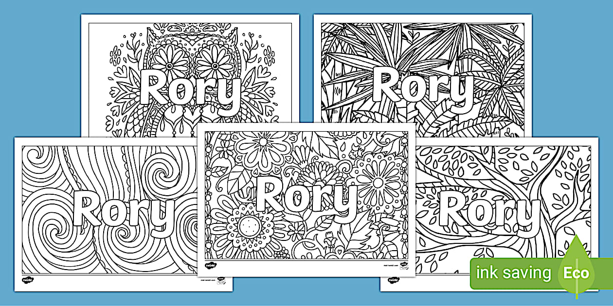 Editable Rory Mindfulness Name Colouring Activity - Twinkl