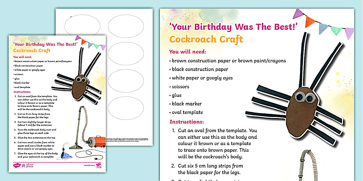 'Your Birthday Was The Best!' Cockroach Craft (teacher made)