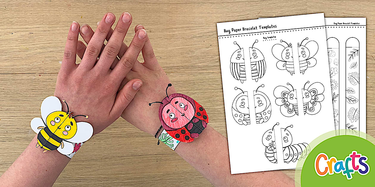 Bugs Paper Bracelet (teacher made) - Twinkl