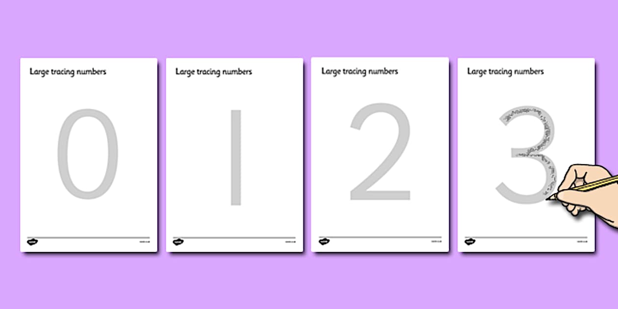 Large Tracing Numbers (Straight 1) (teacher made) - Twinkl