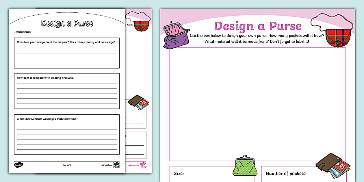 KS2 Design a Purse (teacher made) - Twinkl