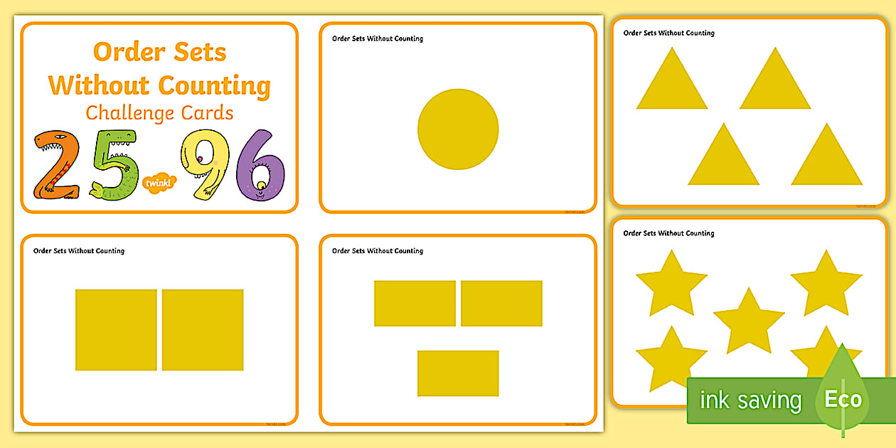 Shapes Ordering without Counting Maths Challenge Cards