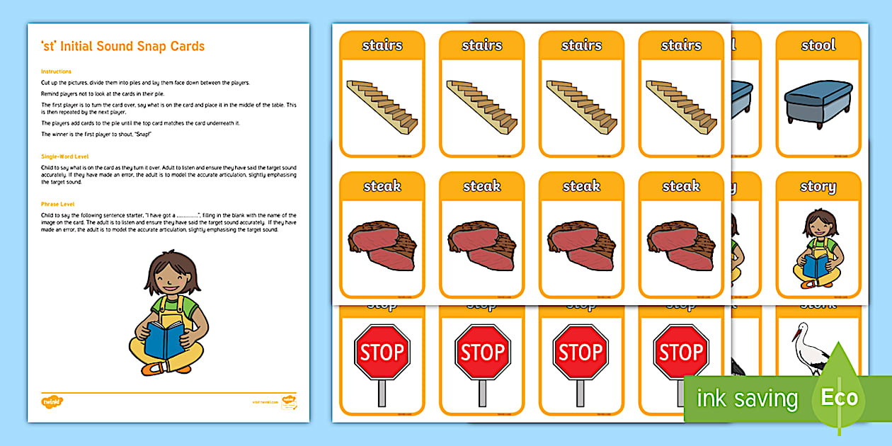 /st/ Initial Sound Snap Card Game (teacher made) - Twinkl