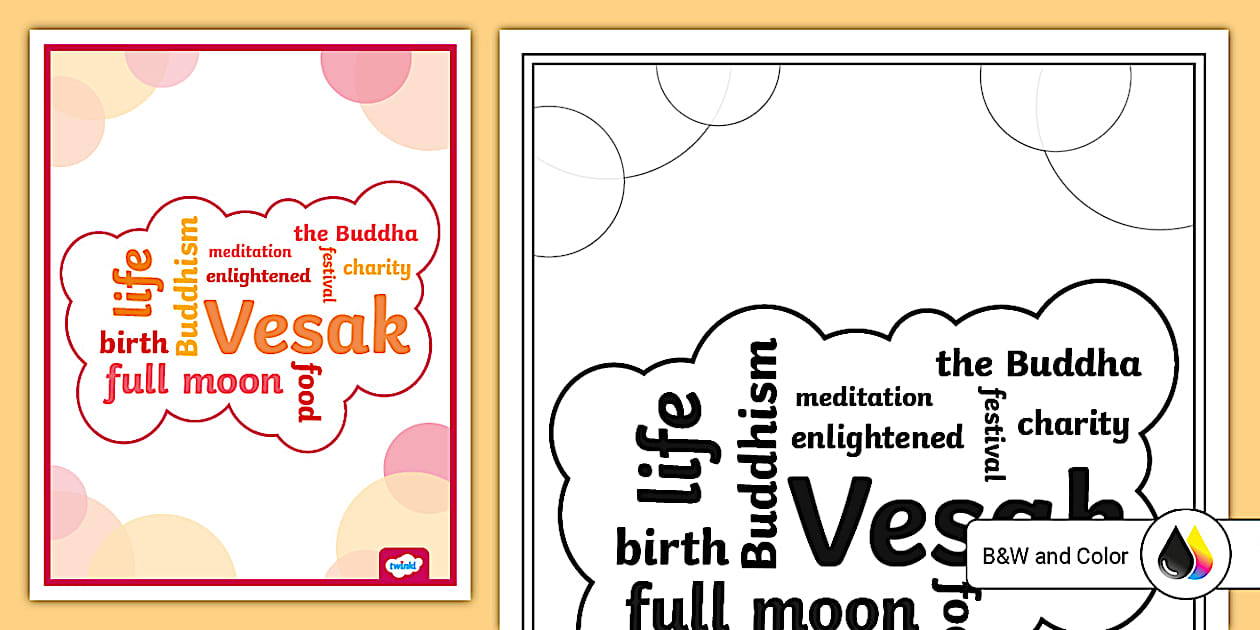 Vesak Word Cloud Poster for 3rd-5th Grade (teacher made)