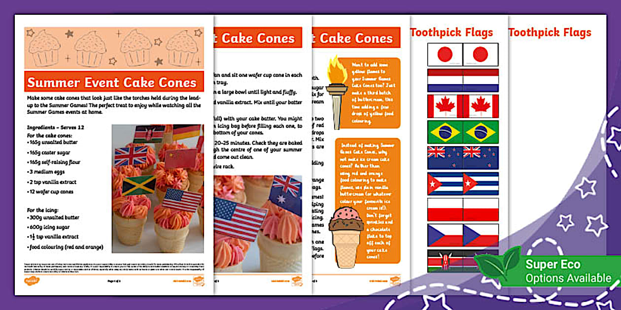 Summer Games Cake Cones (teacher made) - Twinkl
