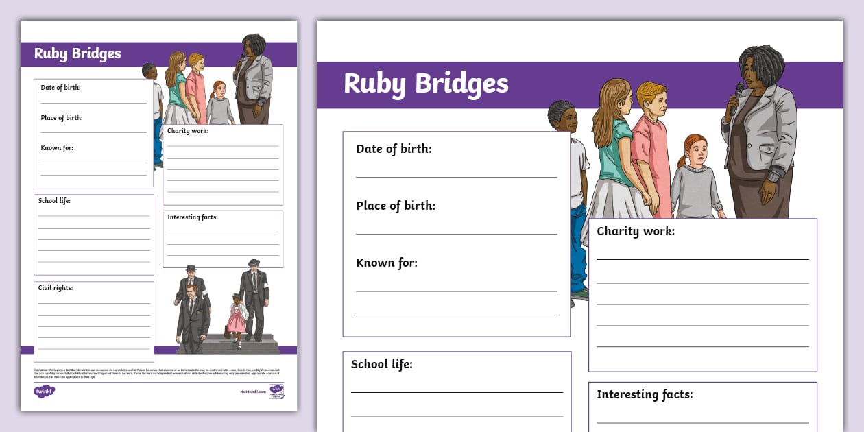 Ruby Bridges Fact File Template (teacher made) - Twinkl