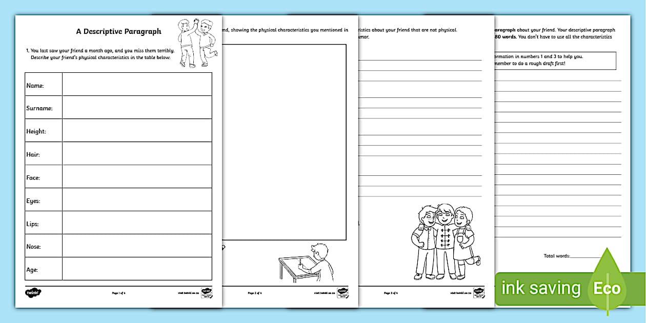 Grade 5 English Term 1 – A Descriptive Essay – Twinkl