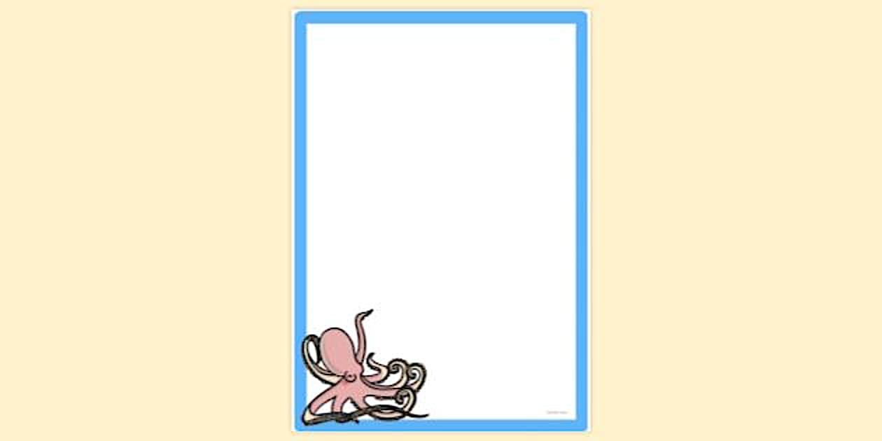 Cute Octopus Page Border (teacher made) - Twinkl