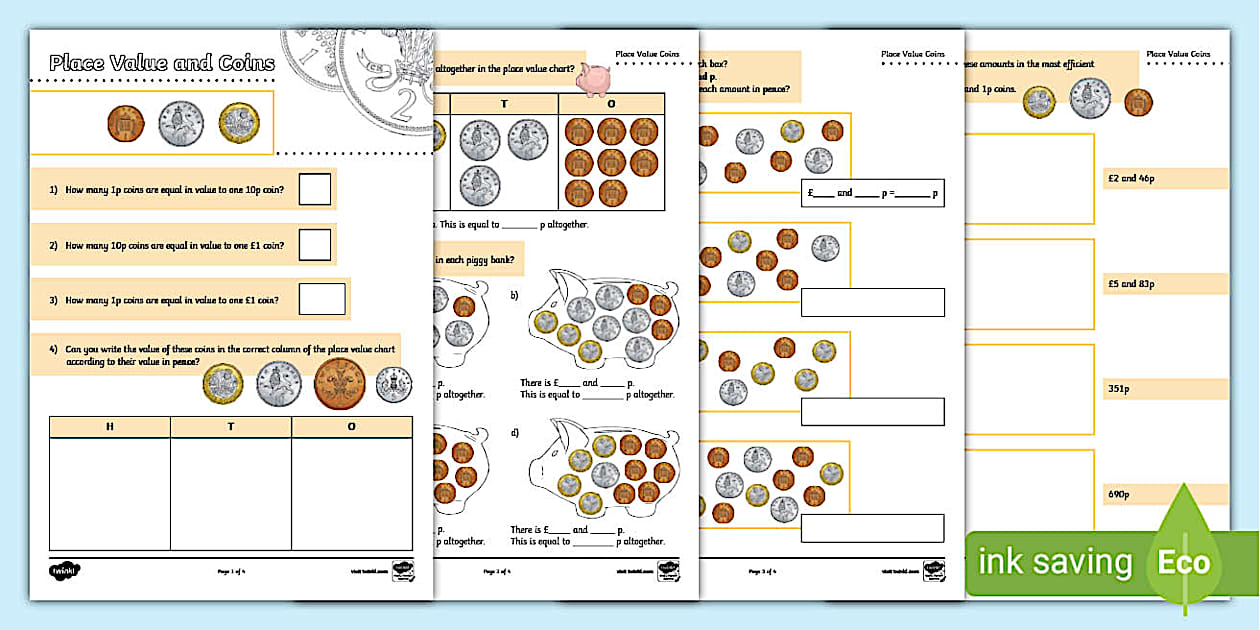 👉 Place Value and Money Worksheets | Twinkl | Year 3