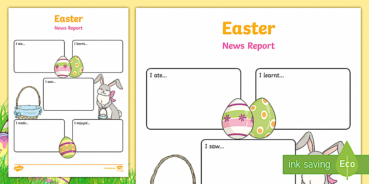 Black and White Easter News Report Writing Frame - Twinkl
