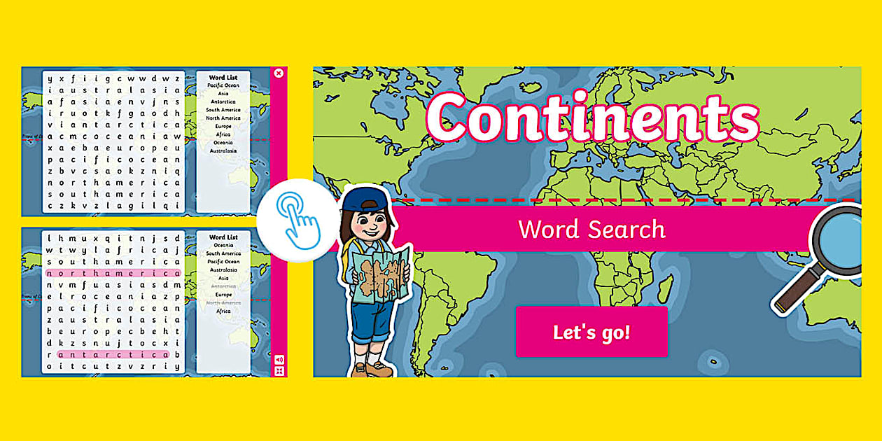 Continents Interactive Word Search (Teacher-Made) - Twinkl