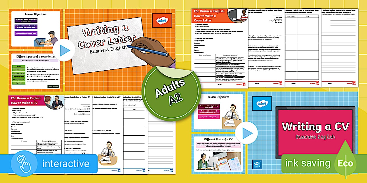 Business English ESL: Writing a CV and Cover Letter - Twinkl