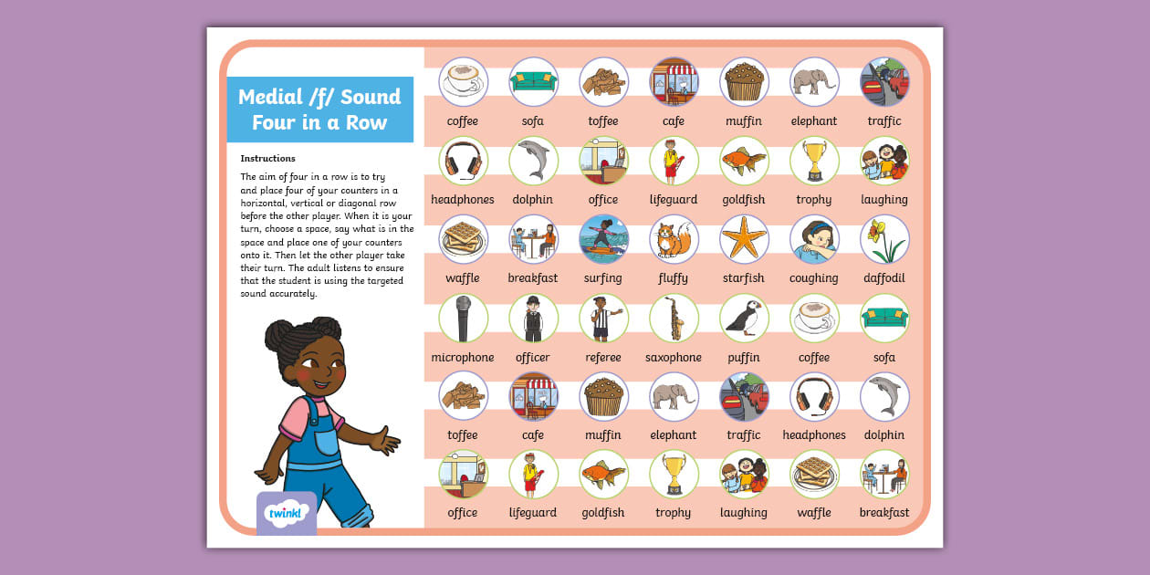 Medial /f/ Sound Four in a Row (teacher made) - Twinkl