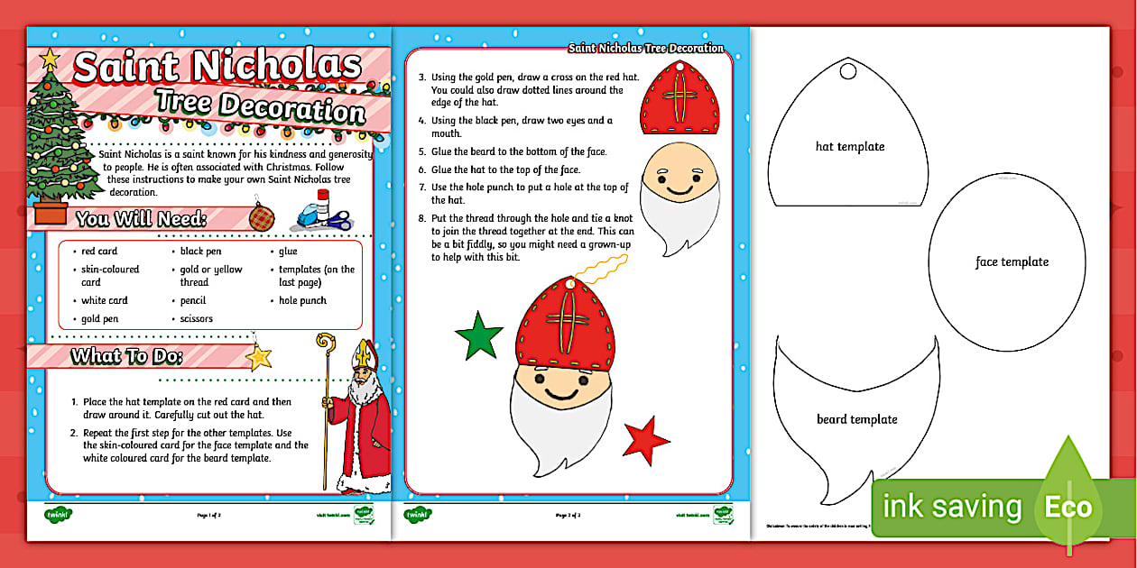 Saint Nicholas Tree Decoration Craft