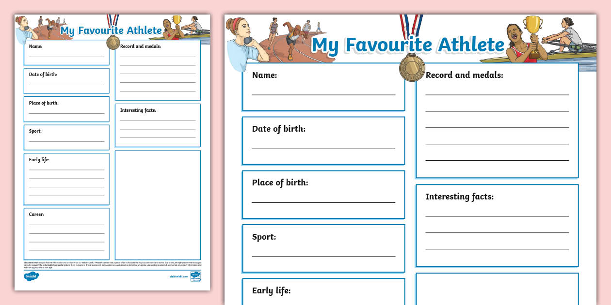 My Favourite Athlete Fact File Template (teacher made)
