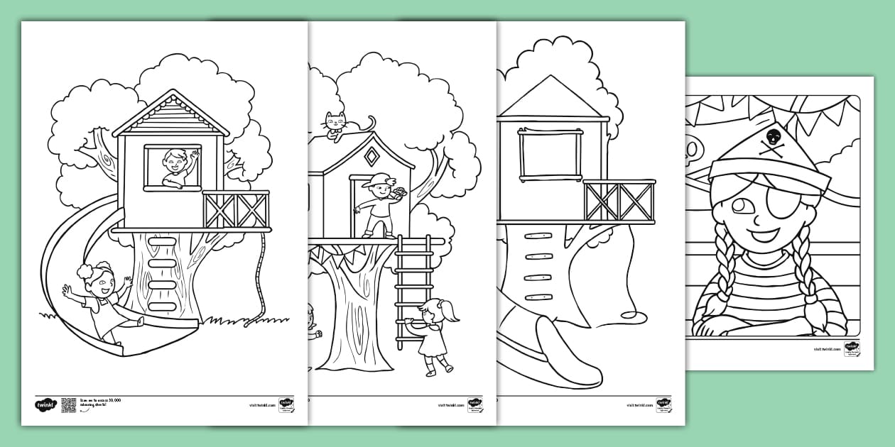 Tree House Colouring - Twinkl Colouring (teacher made)