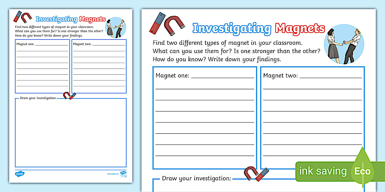 Investigating Magnets Investigation Worksheet (teacher made)