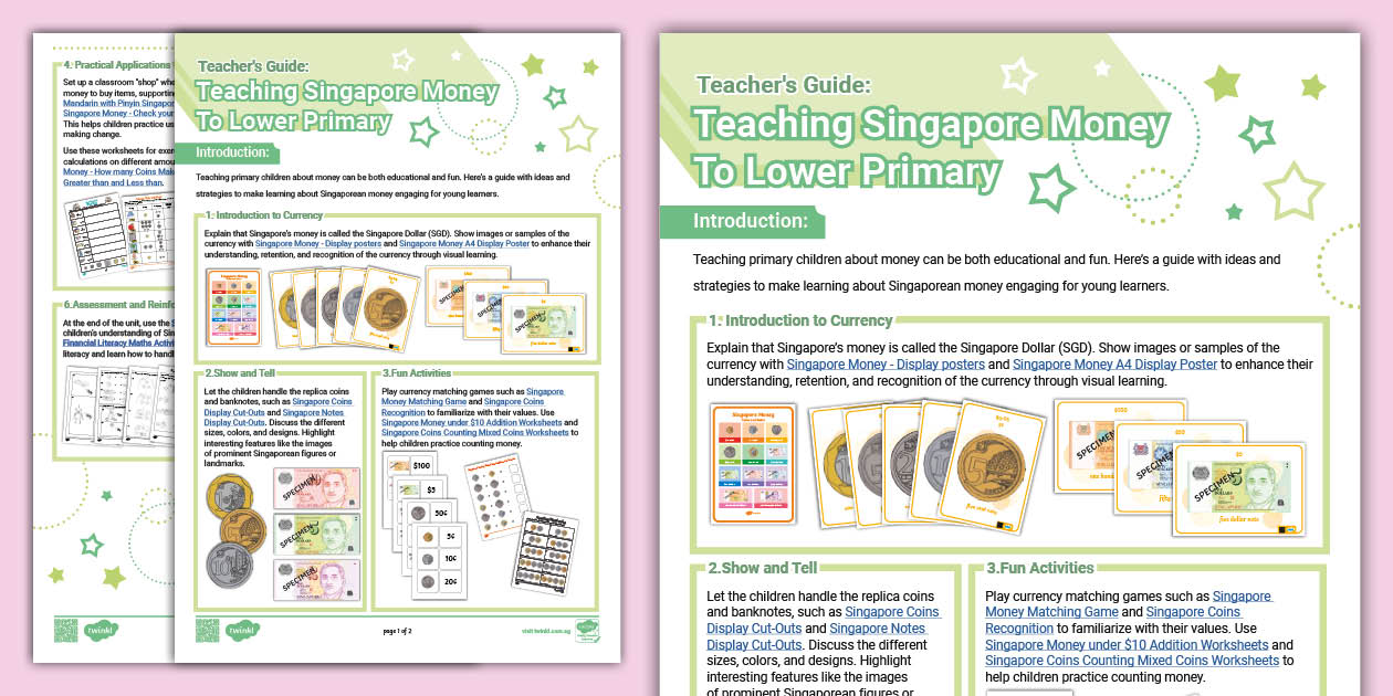 FREE! - Teacher's Guide: Teaching Singapore Money To Lower Primary