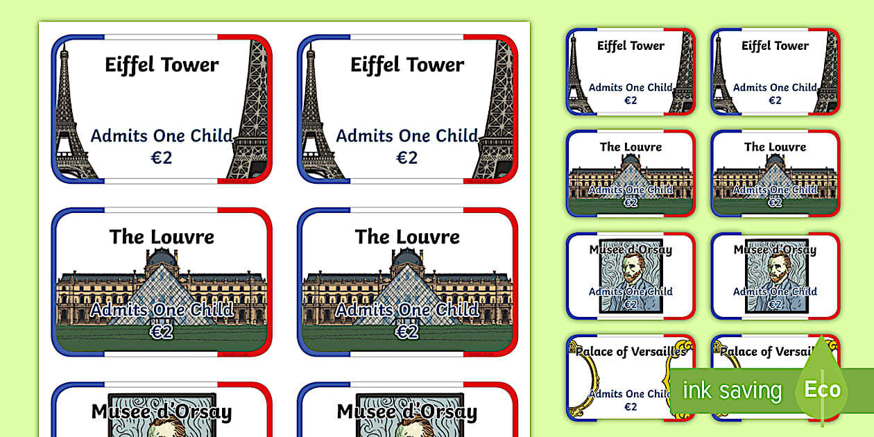 Paris Tourist Attraction Tickets (teacher made) - Twinkl