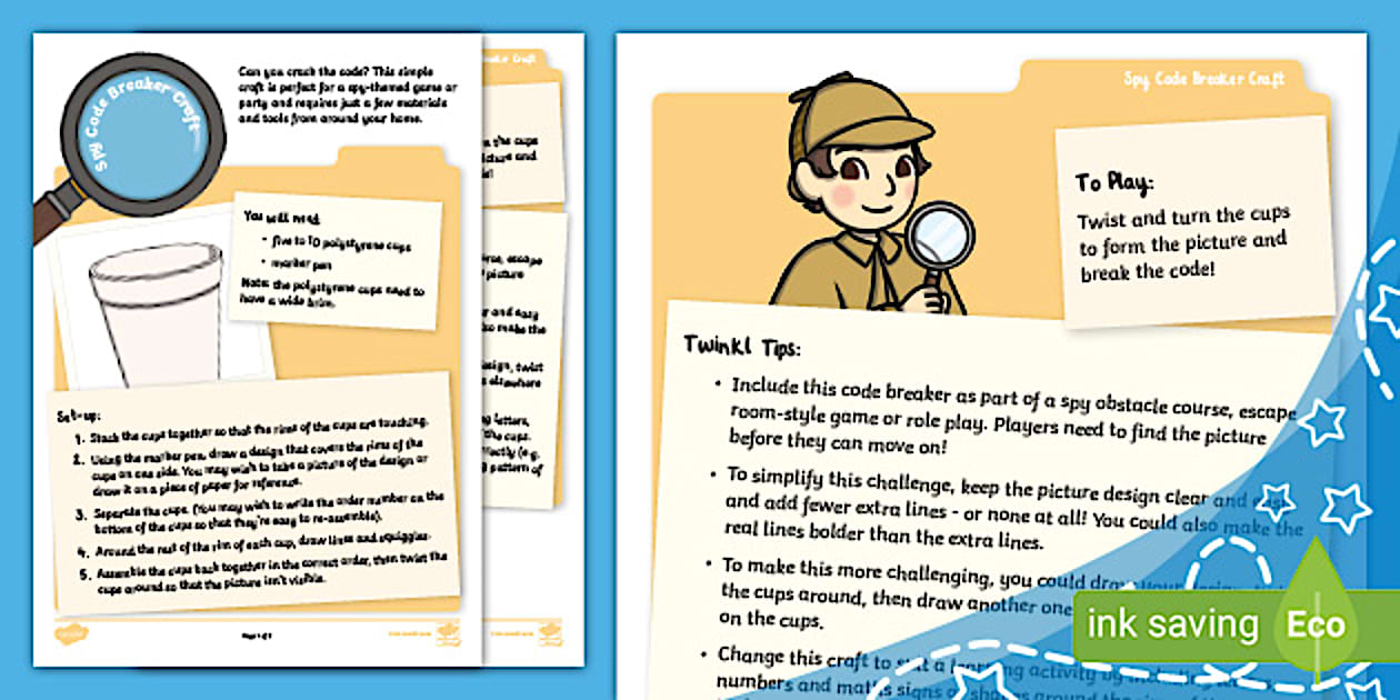 Spy Code Breaker Craft (l'enseignant a fait) - Twinkl