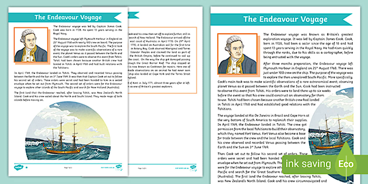 The Endeavour Voyage Differentiated Reading Comprehension