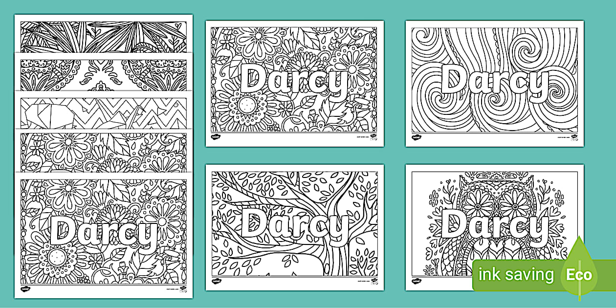 Darcy Mindfulness Name Colouring Activity | Twinkl | KS1