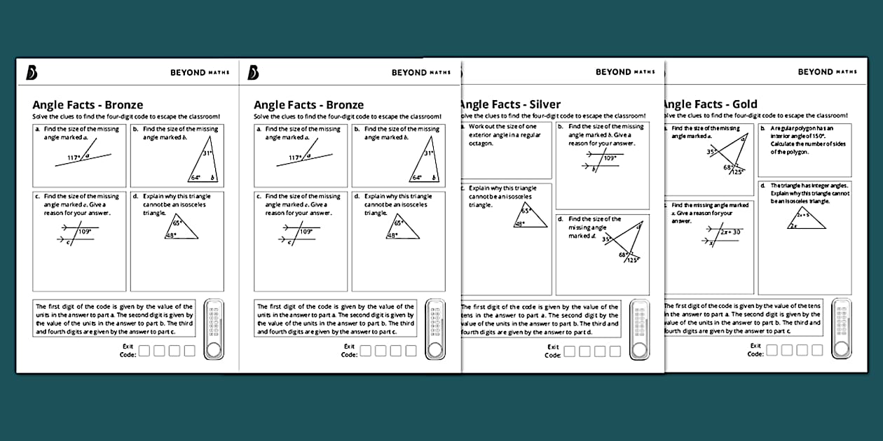 Angle Facts Worksheet: Exit Ticket | KS3 Maths | Beyond