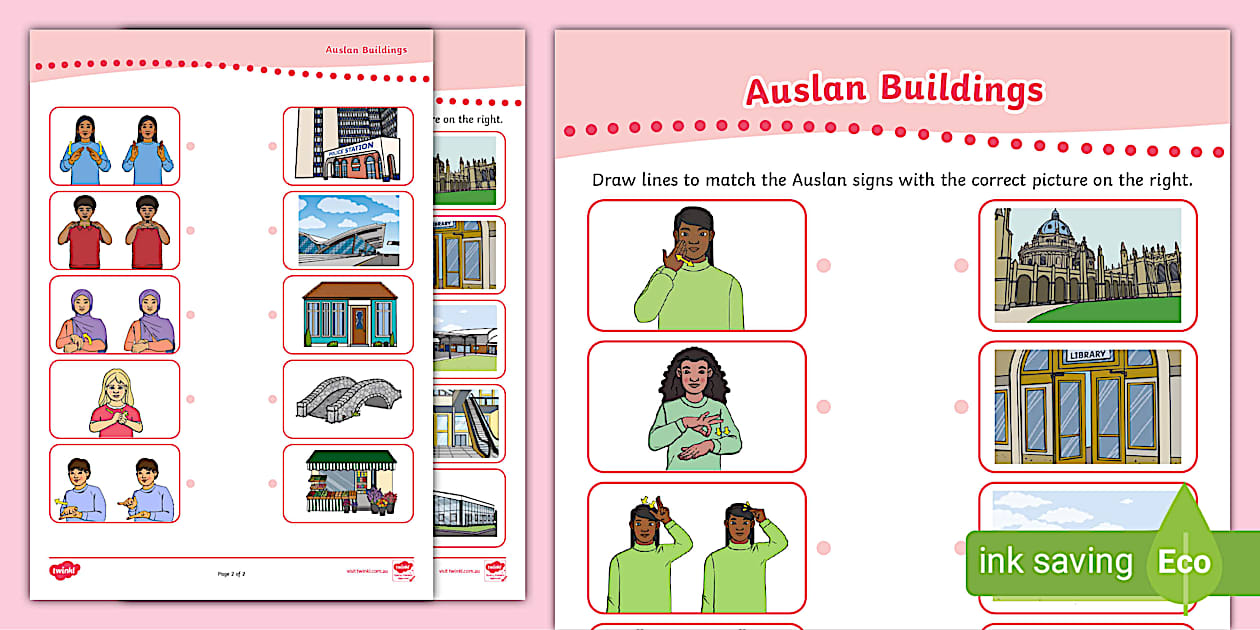 Auslan Buildings Matching Activity (teacher made) - Twinkl