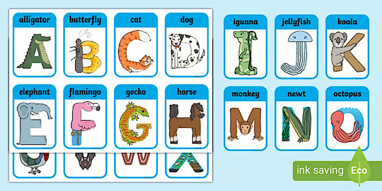 Editable Animal Alphabet Flashcards (Hecho por educadores)