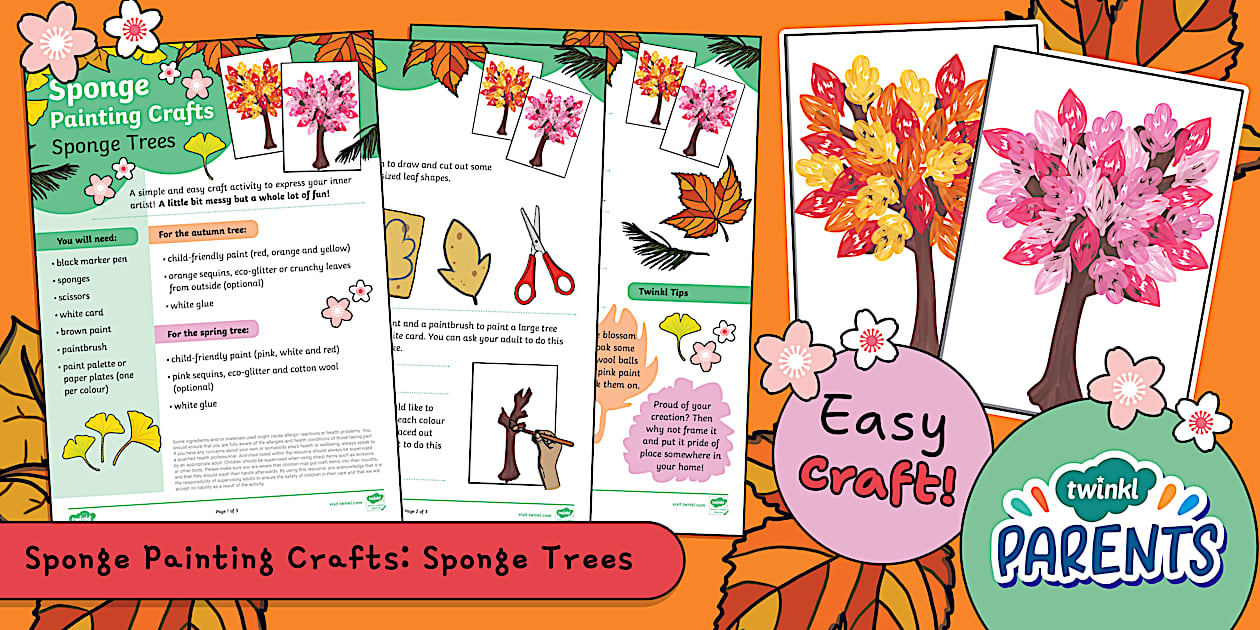 Sponge Painting Craft: Sponge Trees