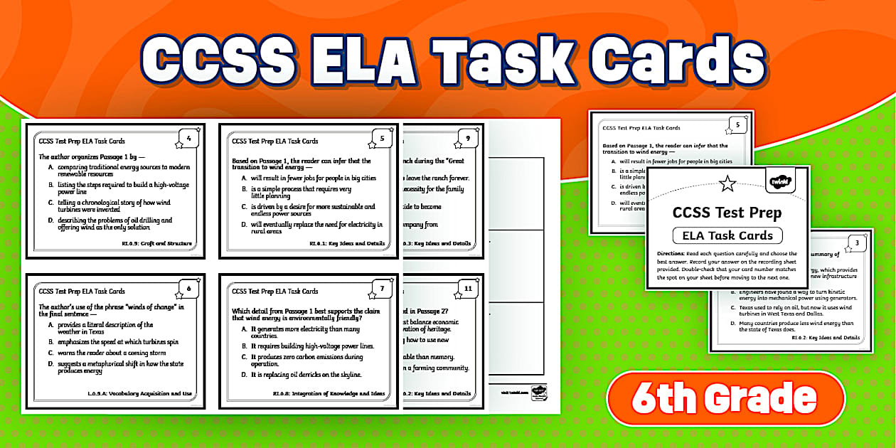 Sixth Grade English Language Arts Task Cards