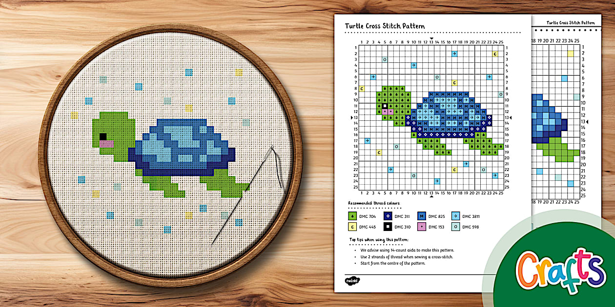 Turtle Cross Stitch Pattern (Hecho por educadores) - Twinkl